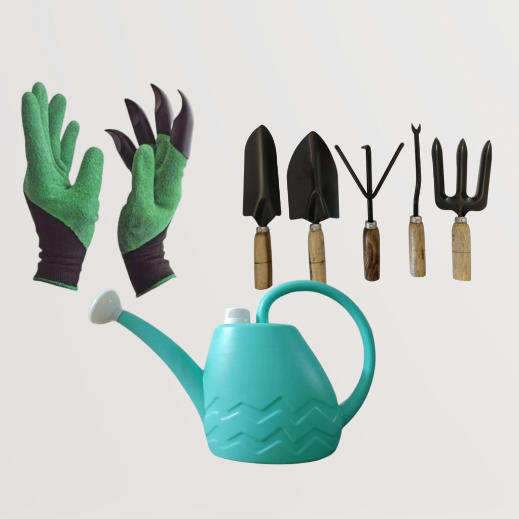 Gardengram Gardening Essentials Combo: Watering Can, Gloves & Tool Kit